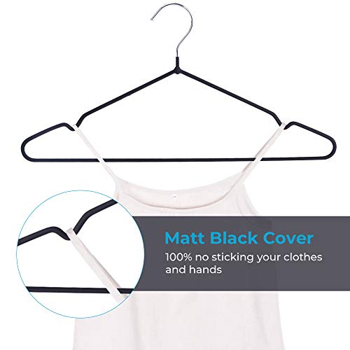 JS Hanger Metal Hangers 16.5" Coat Hangers - Extra Thick Wire Hangers with Non Slip Matt Black Rubber Coating Heavy Duty Pant Skirt Suit Hangers for Coat (20 Pack)