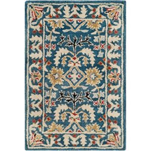 safavieh antiquity collection 2' x 3' dark blue/multi at64b handmade traditional oriental premium wool accent rug