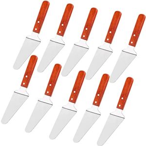 10 pack pie server wooden handle pizza cake holder transfer triangular spade spatula shovel stainless steel