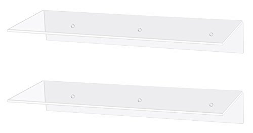 Jusalpha® 17 Inch Contemporary Clear Acrylic Floating Shelves - 5 mm Thickess Wall Mounted Display Organizer, Set of 2 (17 Inches)