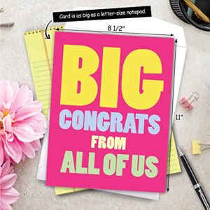 NobleWorks - Jumbo Congratulations Greeting Card (8.5 x 11 Inch) - Group Congrats Notecard from All of Us, Groups - Big Congrats From Us J3893CGG