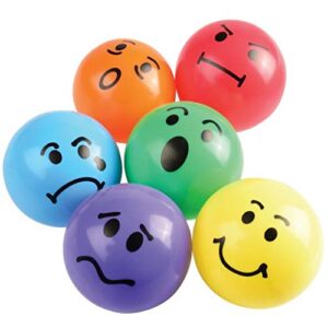 constructive playthings express your feelings soft vinyl balls, therapy toys for all ages, alternative to feelings chart, vinyl balls, indoor use only, set of 6