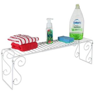 trenton gifts kitchen storage sink shelf organizer, expandable wire rack, white