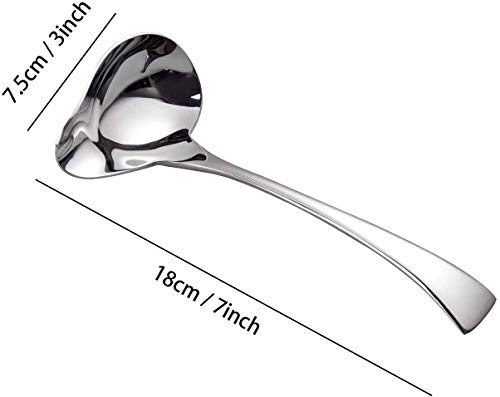 IMEEA Small Sauce Ladle with Pouring Spout 18/10 Stainless Steel Sauce Drizzle Spoon, 7inch