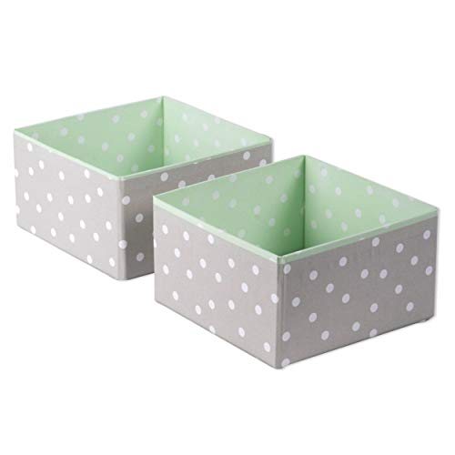 Home Traditions Foldable Cloth Storage Box Closet Dresser Drawer Organizer Cube Basket Bins Containers Divider with Drawers for Underwear, Bras, Socks, Ties, Scarves - Set of 2, Gray Polka Dot