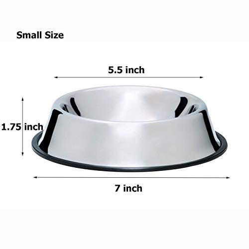 Mlife Stainless Steel Dog Bowl with Rubber Base for Small/Medium/Large Dogs, Pets Feeder Bowl and Water Bowl Perfect Choice (Set of 2)