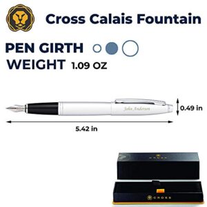 Dayspring Pens Cross Fountain Pen | Engraved/Personalized Cross Calais Fountain Gift Pen with Case - Chrome AT0116-1MS. Custom Engraved and Shipped Fast.