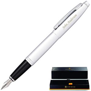 dayspring pens cross fountain pen | engraved/personalized cross calais fountain gift pen with case - chrome at0116-1ms. custom engraved and shipped fast.