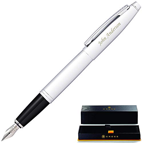 Dayspring Pens Cross Fountain Pen | Engraved/Personalized Cross Calais Fountain Gift Pen with Case - Chrome AT0116-1MS. Custom Engraved and Shipped Fast.