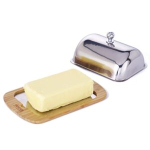 MERCIER Bamboo Butter Dish with Stainless Steel Lid