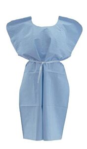 mckesson branded blue adult disposable exam gown 30 x 42 inch - lot of 50