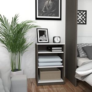 Bestar Cielo Low Shelving Unit, 20W, Bark Grey & White