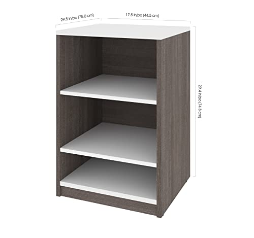 Bestar Cielo Low Shelving Unit, 20W, Bark Grey & White