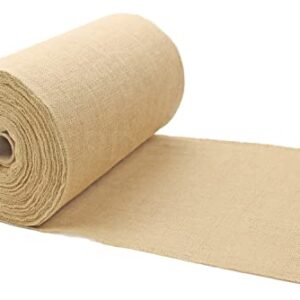 CleverDelights 14" Premium Burlap Roll - 50 Yards - No-Fray Finished Edges - Natural Jute Burlap Fabric