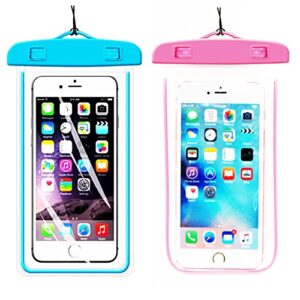 casehq ?[1pack blue+1pack pink] universal waterproof phone case dry bag for iphone 7,7plus,8,8plus,6/6s/6plus/6splus samsung galaxy s7 s8 s8plus,s6 etc. snow proof pouch for phone up to 5.8 inches