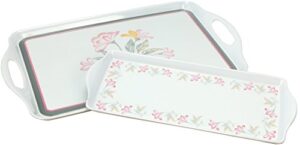 reston lloyd set of 2, pink trio corelle coordinates rectangular and tidbit serving tray set