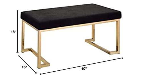 ACME Furniture Boice Bench, One Size, Black Fabric and Champagne