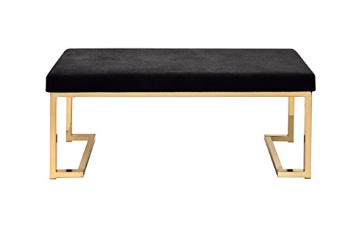 ACME Furniture Boice Bench, One Size, Black Fabric and Champagne