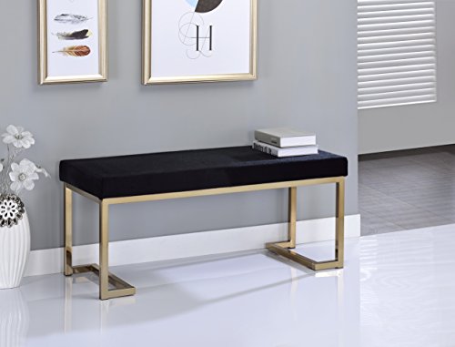 ACME Furniture Boice Bench, One Size, Black Fabric and Champagne