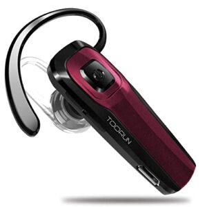 toorun bluetooth earpiece, m26 bluetooth headset handsfree wireless headphone with noise cancelling and microphone compatible for android iphone cell phone laptop - red