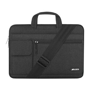 mosiso laptop shoulder bag compatible with macbook air/pro,13-13.3 inch notebook,compatible with macbook pro 14 inch 2023-2021 a2779 m2 a2442 m1,polyester flapover briefcase sleeve case, black