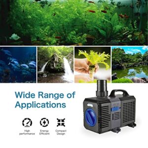 Flexzion Pond Pump Submersible (1400GPH) Adjustable Flow Inline Aquarium Fountain Waterfall Koi Fish Salt Fresh Water Filter with Set of Outlet Adapter