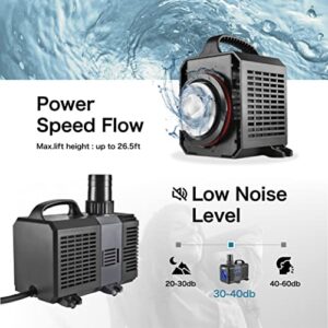 Flexzion Pond Pump Submersible (1400GPH) Adjustable Flow Inline Aquarium Fountain Waterfall Koi Fish Salt Fresh Water Filter with Set of Outlet Adapter