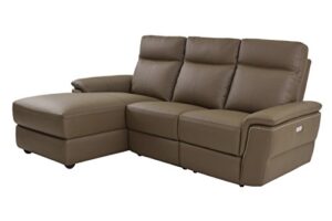 homelegance 830835lrc olympia 3 piece power reclining sectional sofa with with left side chaise & usb charging port top grain leather match, raisin