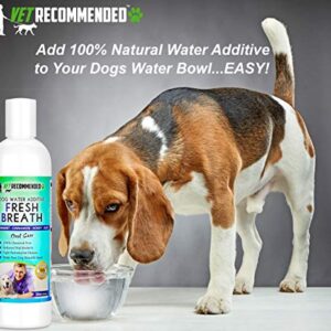 Vet Recommended Dog Breath Freshener Water Additive for Pet Dental Care - All Natural - Works to Solve The Cause of Bad Dog Breath. Add to Pet's Drinking Water - Made in USA (16oz/473ml)