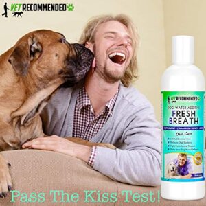 Vet Recommended Dog Breath Freshener Water Additive for Pet Dental Care - All Natural - Works to Solve The Cause of Bad Dog Breath. Add to Pet's Drinking Water - Made in USA (16oz/473ml)