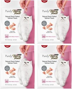 fancy feast cat treats - natural hand-flaked salmon treats - 10 count treats per pouch - pack of 4 pouches