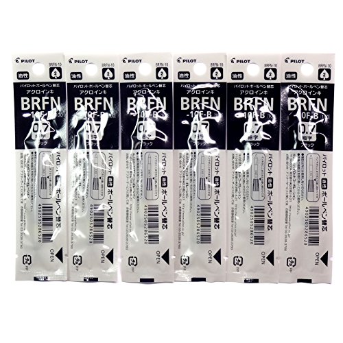 Pilot 0.7mm Black Ink Refill(BRFN-10F-B), for Dr. Grip Ballpoint Pen, × 6 Pack/Total 6 pcs