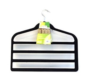 18123b uniware (4 tier) flocked velvet pants hanger,(set of 4) (black)