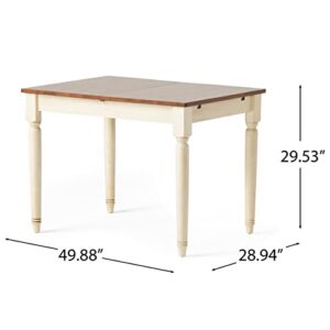 Christopher Knight Home Clearwater Rectangular Solid Top Table, Dark Oak / Antique White