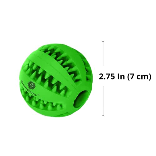 SunGrow Teething Treat Chew Ball for Rabbit, Ferret, Guinea Pig, Puppy, Kitten Tooth Clearing Puzzle Treat Dispenser, Interactive Training Ball for Oral Care & Mental Activation, Green, 2.75"