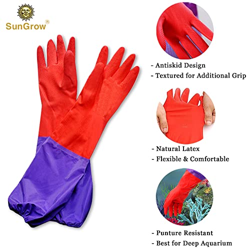 SunGrow Bathing Gloves for Dog, Grooming Handgloves for Handling Cats, and Other Small Animals, Long Cover for Arms and Hands