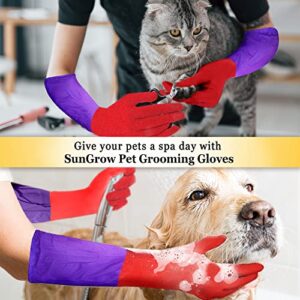 SunGrow Bathing Gloves for Dog, Grooming Handgloves for Handling Cats, and Other Small Animals, Long Cover for Arms and Hands