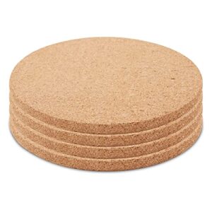 4 Pack Round Cork Trivets for Hot Dishes, Plates, and Kitchen Countertops, Multifunctional Heat Resistant Corkboard Pads for Hot Pots, Pans, Plates, Planters, Glassware, and DIY Crafts (9 in)