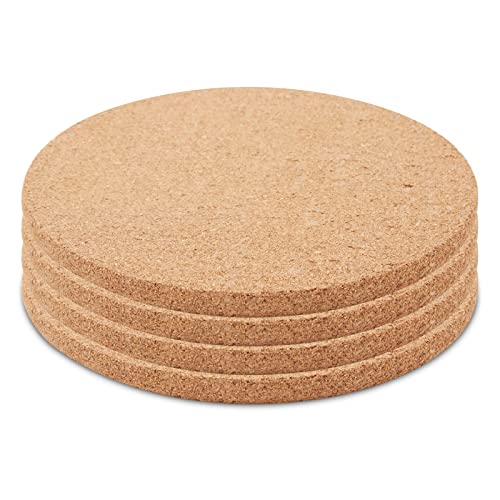 4 Pack Round Cork Trivets for Hot Dishes, Plates, and Kitchen Countertops, Multifunctional Heat Resistant Corkboard Pads for Hot Pots, Pans, Plates, Planters, Glassware, and DIY Crafts (9 in)