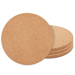 4 pack round cork trivets for hot dishes, plates, and kitchen countertops, multifunctional heat resistant corkboard pads for hot pots, pans, plates, planters, glassware, and diy crafts (9 in)