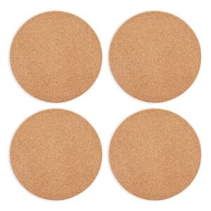 4 Pack Round Cork Trivets for Hot Dishes, Plates, and Kitchen Countertops, Multifunctional Heat Resistant Corkboard Pads for Hot Pots, Pans, Plates, Planters, Glassware, and DIY Crafts (9 in)