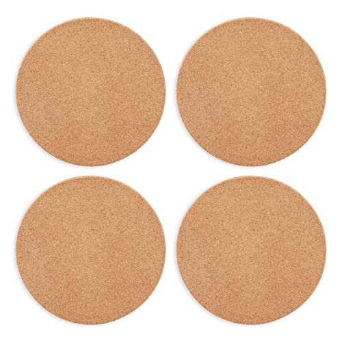 4 Pack Round Cork Trivets for Hot Dishes, Plates, and Kitchen Countertops, Multifunctional Heat Resistant Corkboard Pads for Hot Pots, Pans, Plates, Planters, Glassware, and DIY Crafts (9 in)