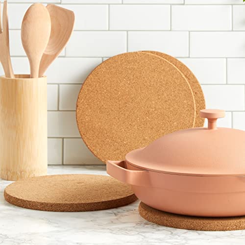 4 Pack Round Cork Trivets for Hot Dishes, Plates, and Kitchen Countertops, Multifunctional Heat Resistant Corkboard Pads for Hot Pots, Pans, Plates, Planters, Glassware, and DIY Crafts (9 in)