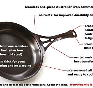 AUS-ION Deep Skillet, 9" (20cm), Smooth Finish, 100% Made in Sydney, 3mm Australian Iron, Commercial Grade Cookware