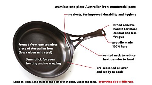 AUS-ION Deep Skillet, 9" (20cm), Smooth Finish, 100% Made in Sydney, 3mm Australian Iron, Commercial Grade Cookware