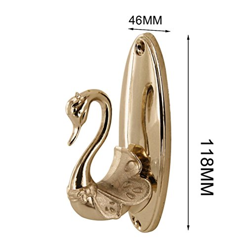 OULII Metal Wall Hook Curtain Drapery Holdbacks Coat Hat Hook Set of 2 (Golden Swan)