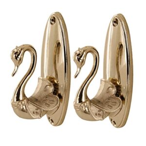 oulii metal wall hook curtain drapery holdbacks coat hat hook set of 2 (golden swan)