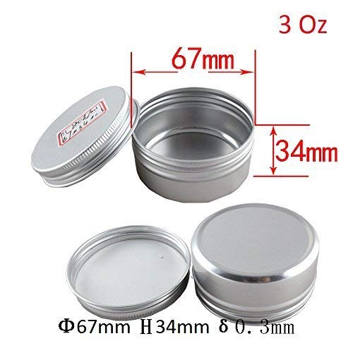 CTKcom 6-Packs 3 oz Screw Top Metal Tins Aluminum Tin Cans Gram Jar,90ml Empty Slip Slide Round Containers For Lip Balm,Salve,Crafts,Cosmetic,Candles,Storage Kit(90g)