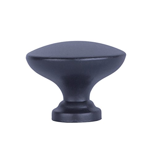 Amazon Basics Round Flat Cabinet Knob, 1.24-inch Diameter, Flat Black, 25-Pack