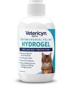 Vetericyn Plus Cat Wound Care Hydrogel Spray | Feline Healing Aid and Wound Protectant, Sprayable Gel to Relieve Cat Itchy Skin. 3 ounces